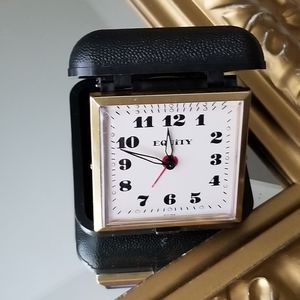 Unique Vintage | Other | Vintage Equity Travel Alarm Clock In Black ...
